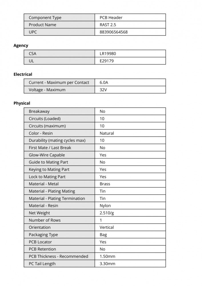 Technical document page 3 for Molex 930703502