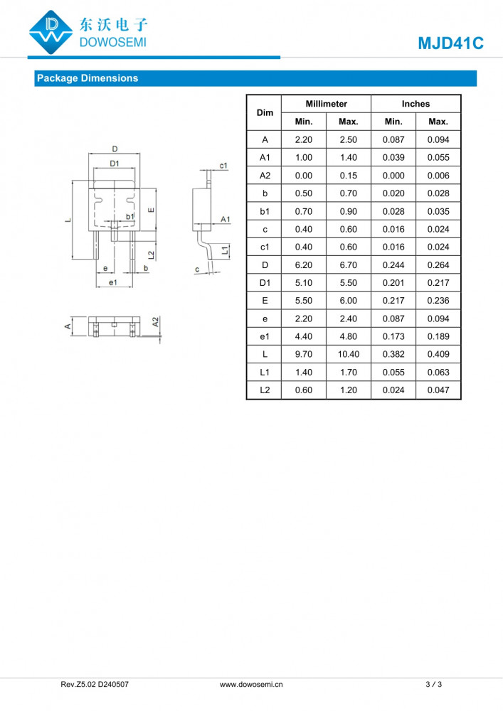 DOWO MJD41C datasheet page 3