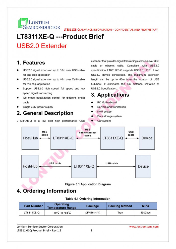 LT8311XE-Q technical document page 1