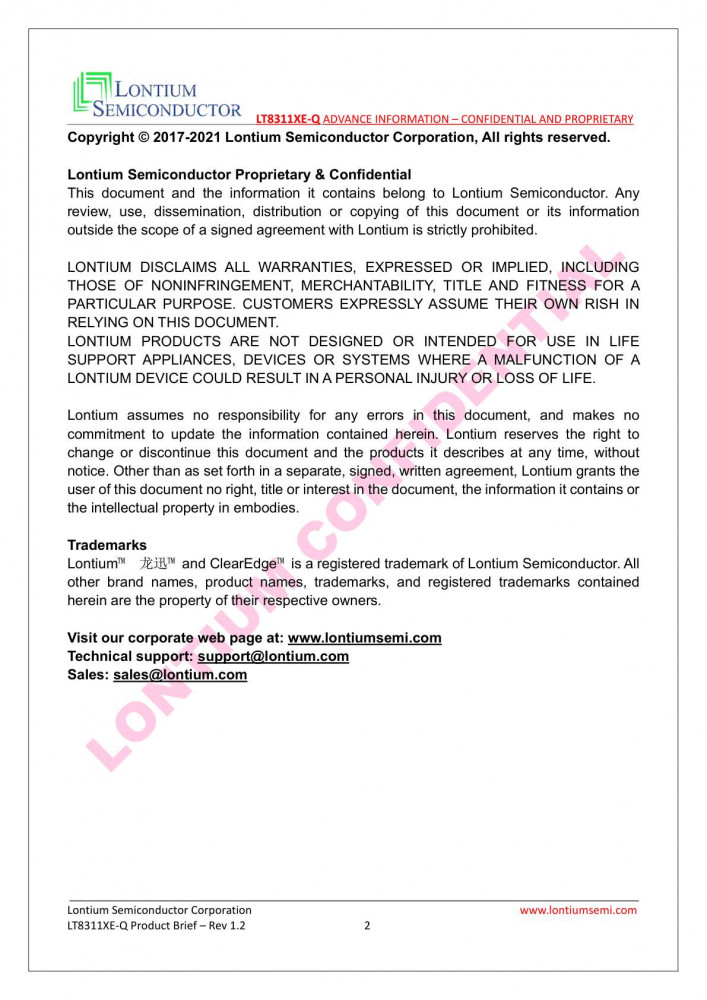 LT8311XE-Q technical document page 2