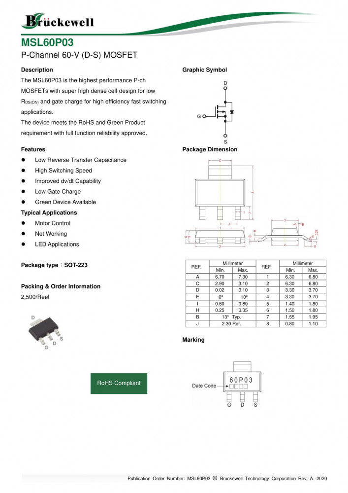 MSL60P03 datasheet page 1