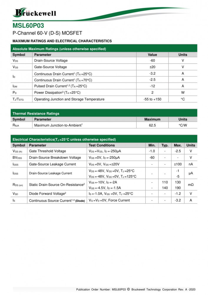 MSL60P03 datasheet page 2