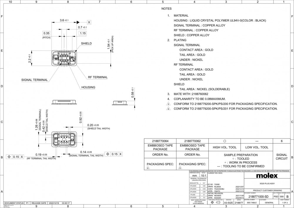 Molex 218877 assembly drawing