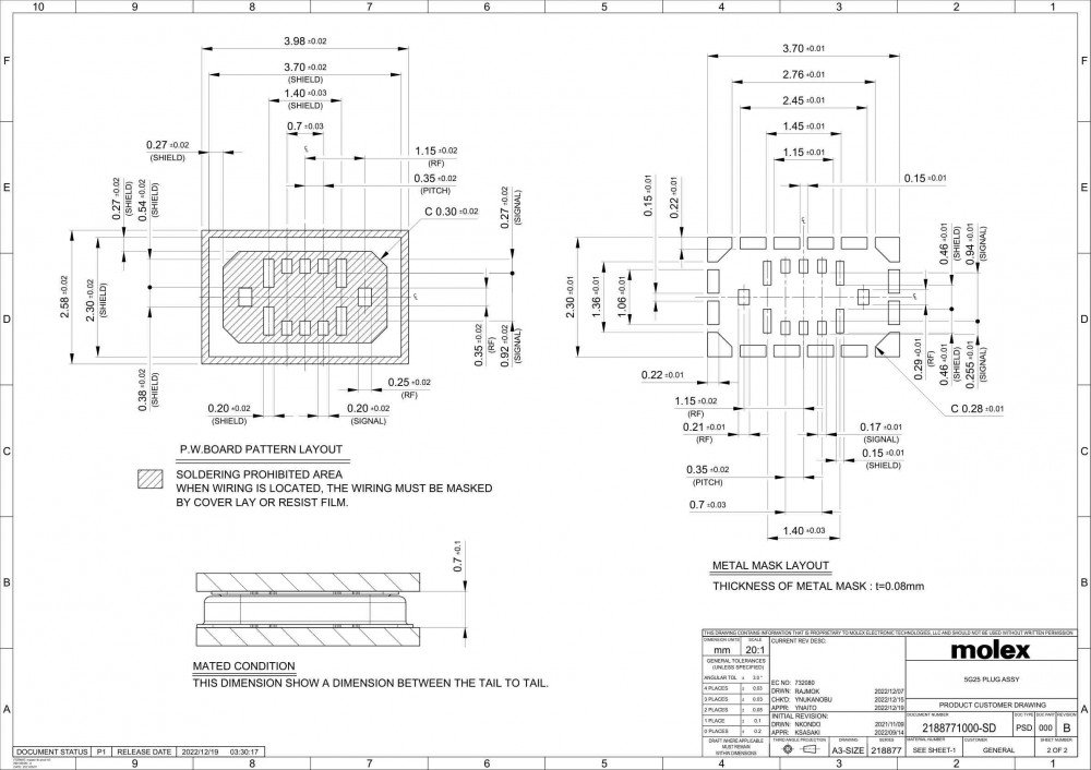 Molex 218877 detailed drawing
