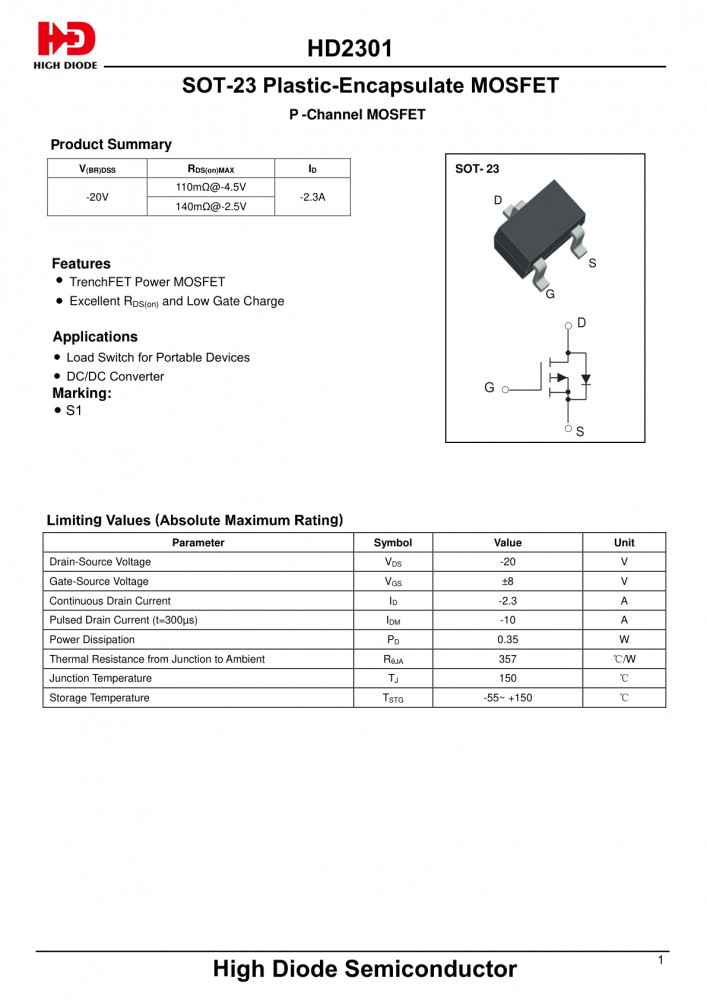 HD2301 technical document page 1