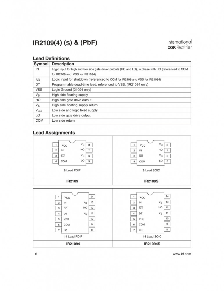 IR2109SPBF datasheet page 6