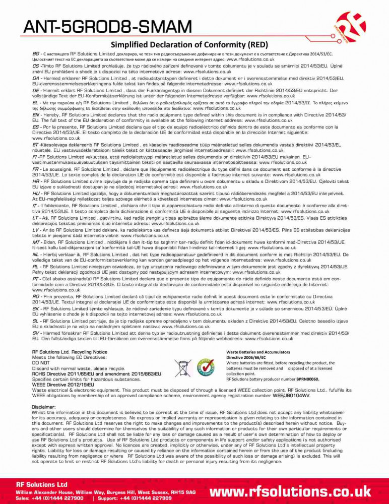 ANT-5GROD8-SMAM product documentation, page 4