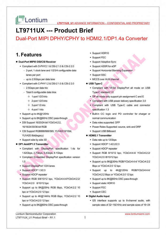 LT9711UX product document, page 1