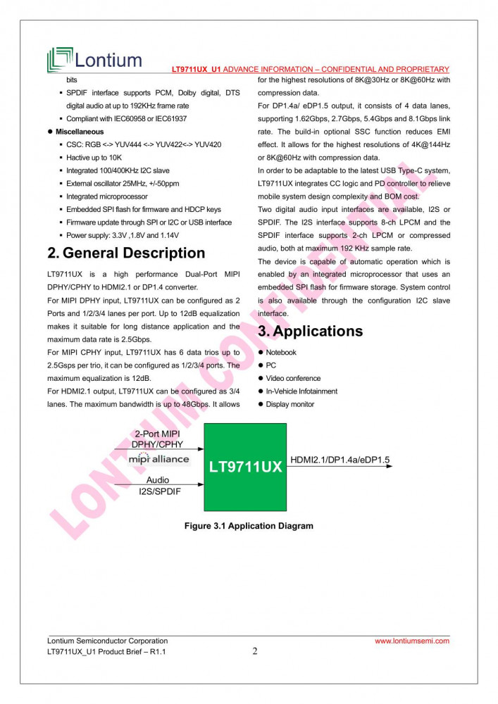 LT9711UX product document, page 2