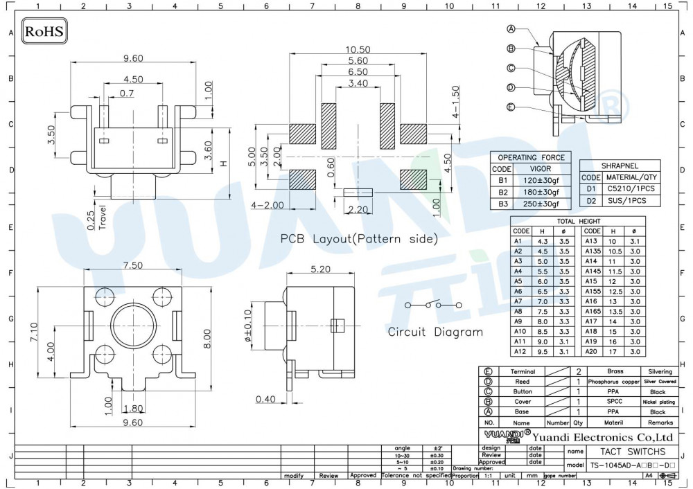 YUANDI TS-1045AD-A12B3-D2 technical document page