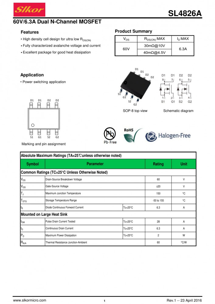 SL4826A datasheet page 1