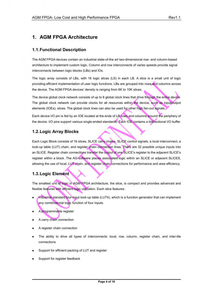 AGM FPGA datasheet preview, page 4