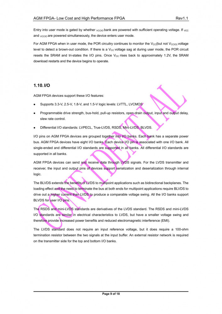 AGM FPGA datasheet preview, page 9