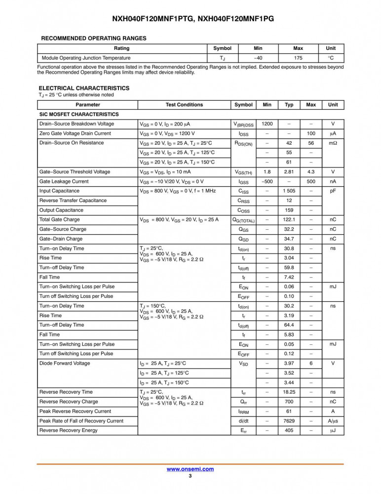 NXH040F120MNF1 datasheet page 3