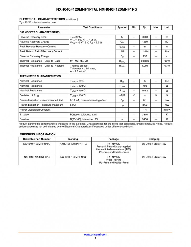 NXH040F120MNF1 datasheet page 4
