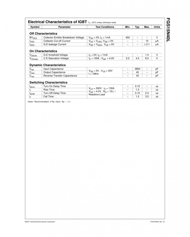 FGS15N40LTF datasheet page 2