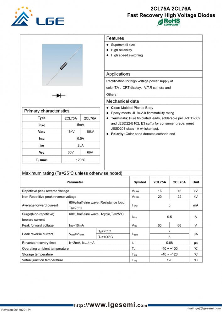 2CL75A datasheet page 1