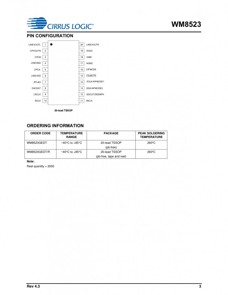 WM8523 datasheet page 3