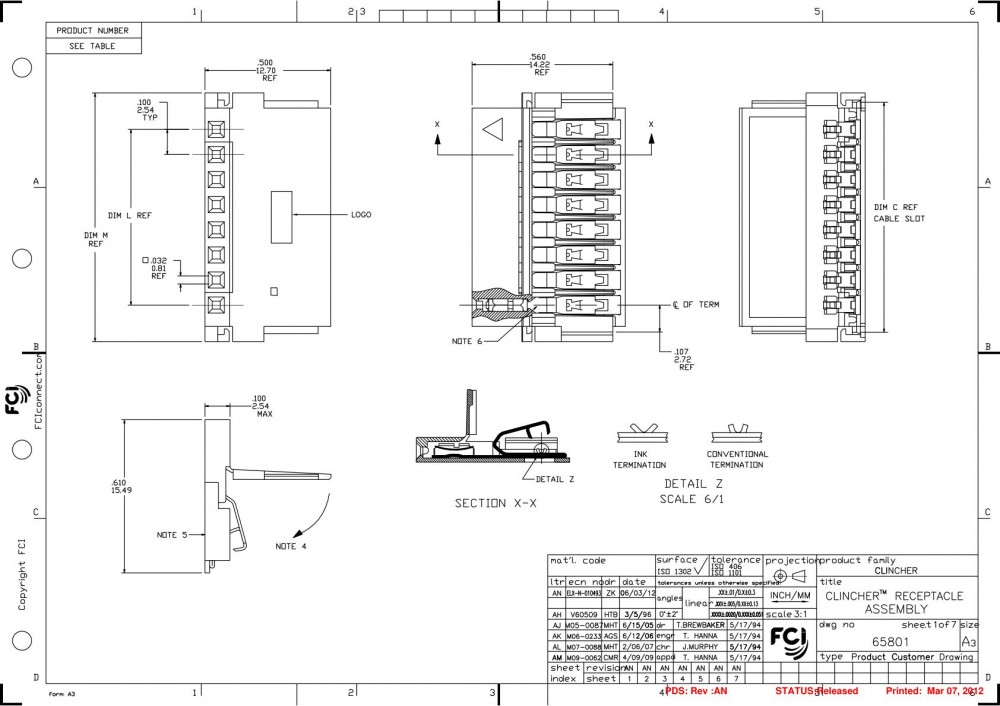 Amphenol 65801 series technical document page 1
