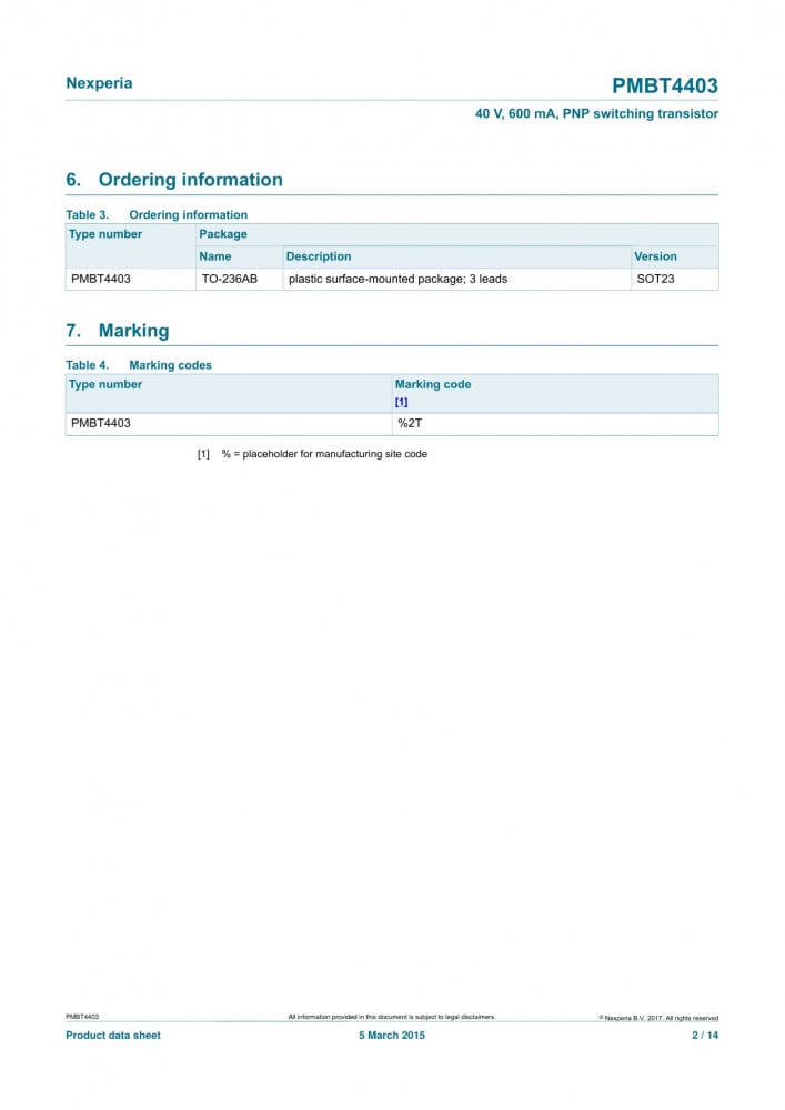 PMBT4403,215 technical document page 2