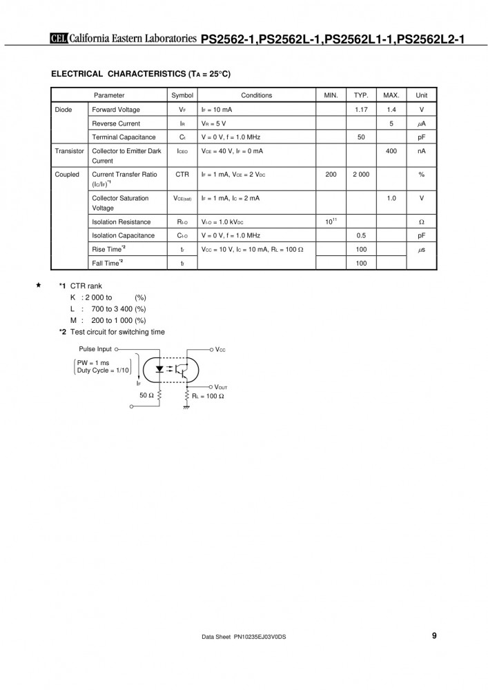 PS2562-1 datasheet page 9