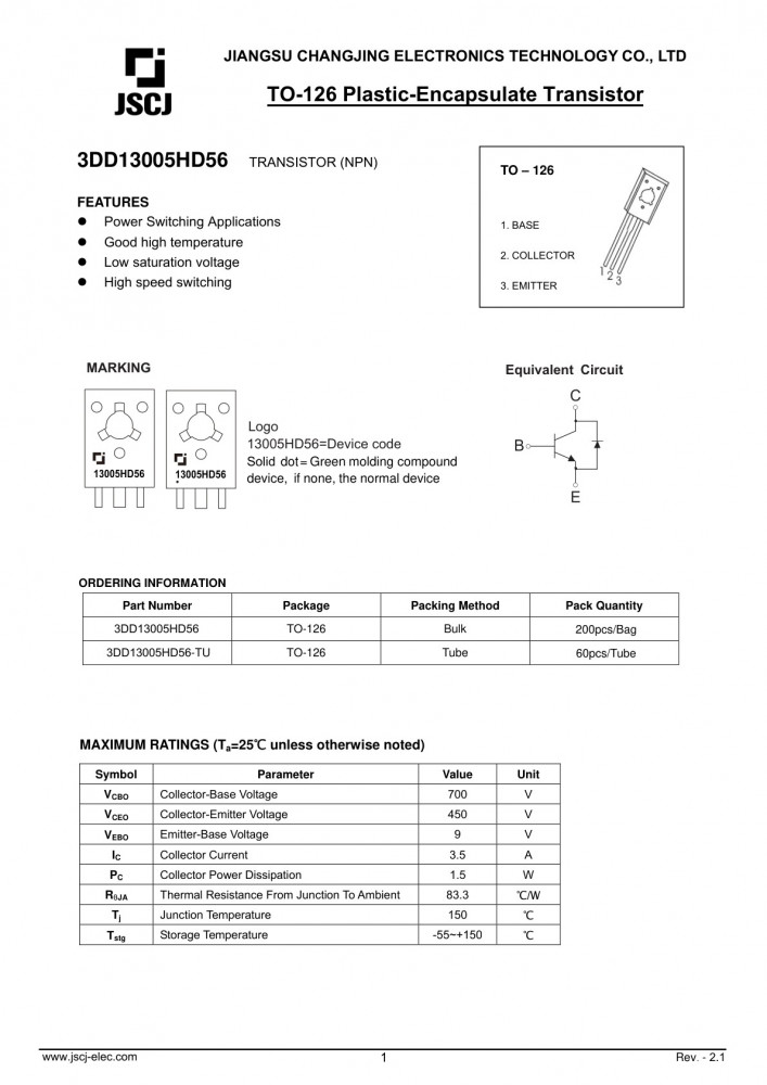 3DD13005HD56 datasheet page 1