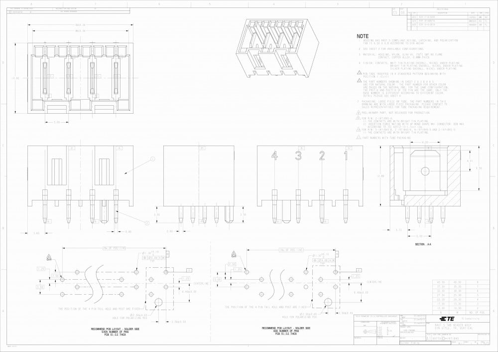 TE Connectivity 1971845-4 drawing sheet 1