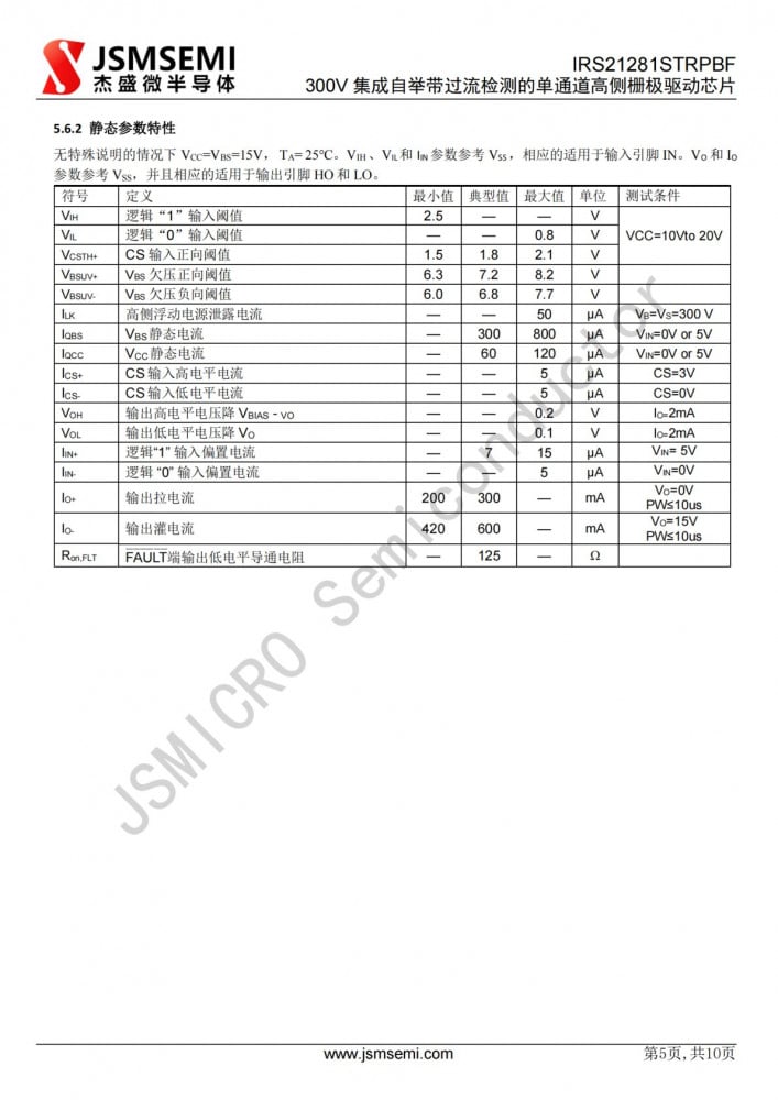 IRS21281STRPBF-JSM datasheet page 5