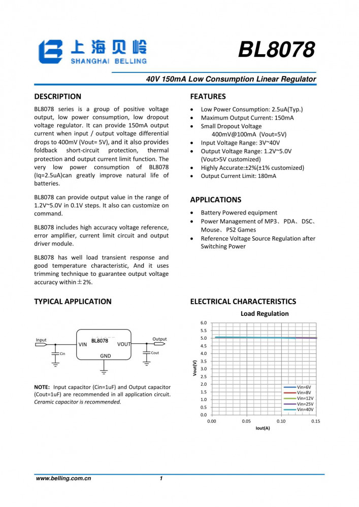 BL8078 datasheet page 1