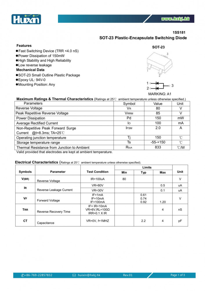1SS181 datasheet page 1