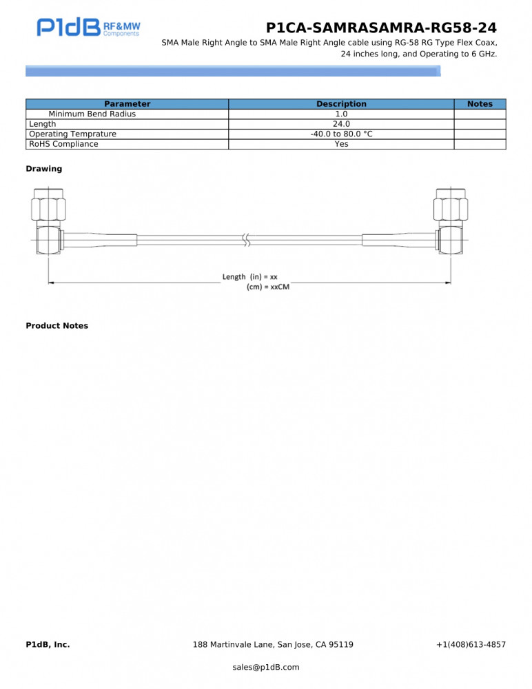 P1CA-SAMRASAMRA-RG58-24 product documentation page 2