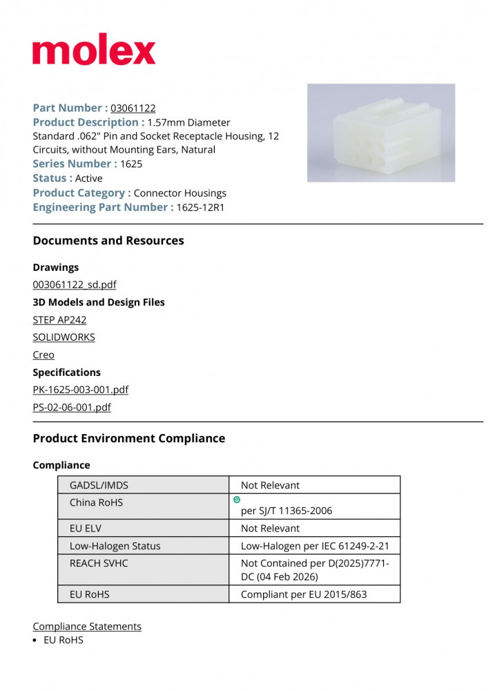 Product specification page 1