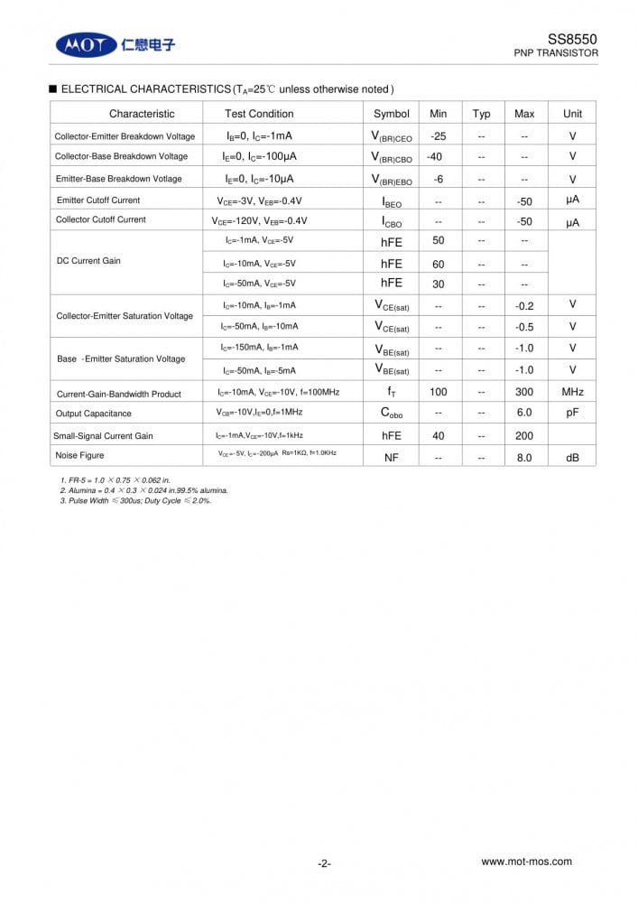 SS8550/Y2 datasheet page 2