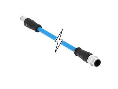 Micro-Change (M12) Single-Ended Cordset, 4 Poles, D-Coded, Male (90°) to Pigtail, 24 AWG, Teal PUR WSOR Cable, 3.0m (9.84') Length