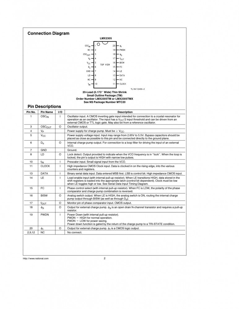 LMX2305 technical document page 4