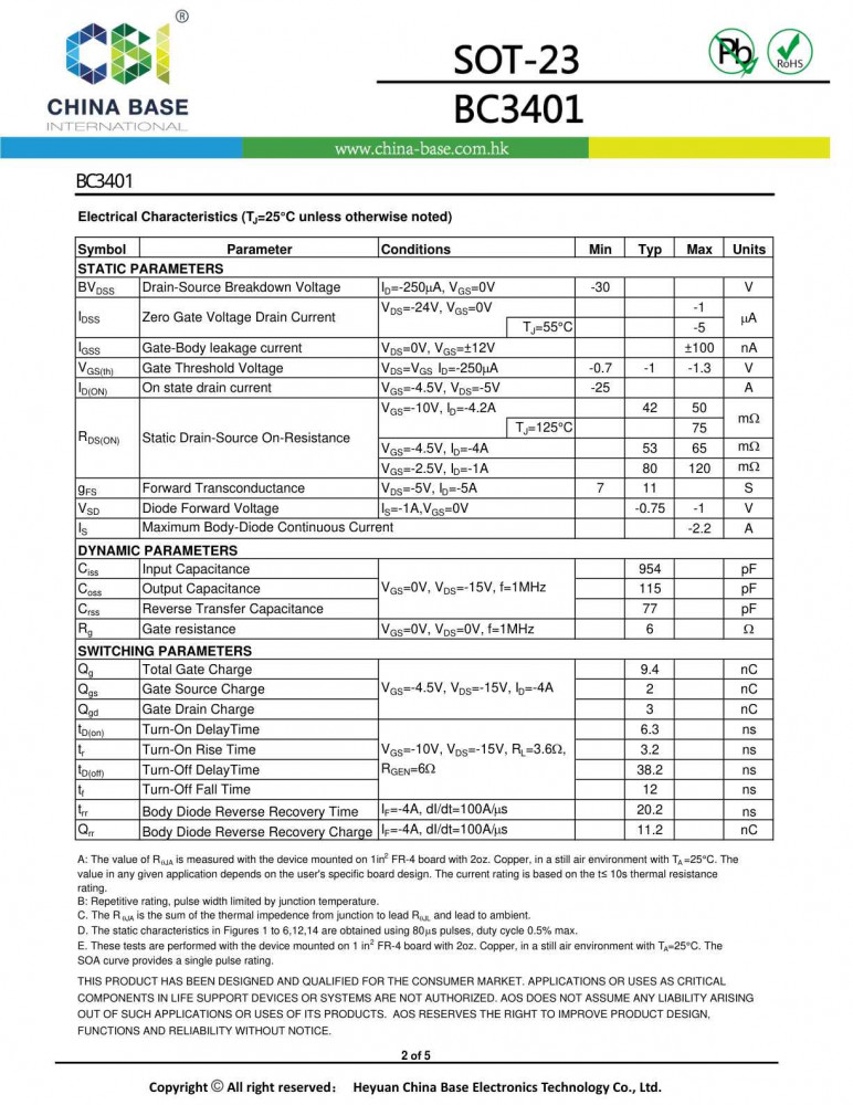 BC3401 datasheet page 2