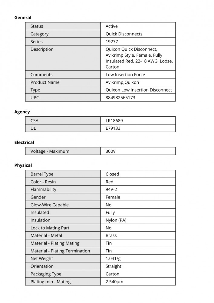 Technical document page 2 for product 192770002