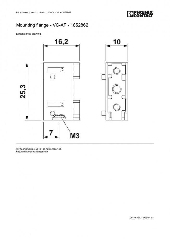 Phoenix Contact 1852862 dimensioned drawing