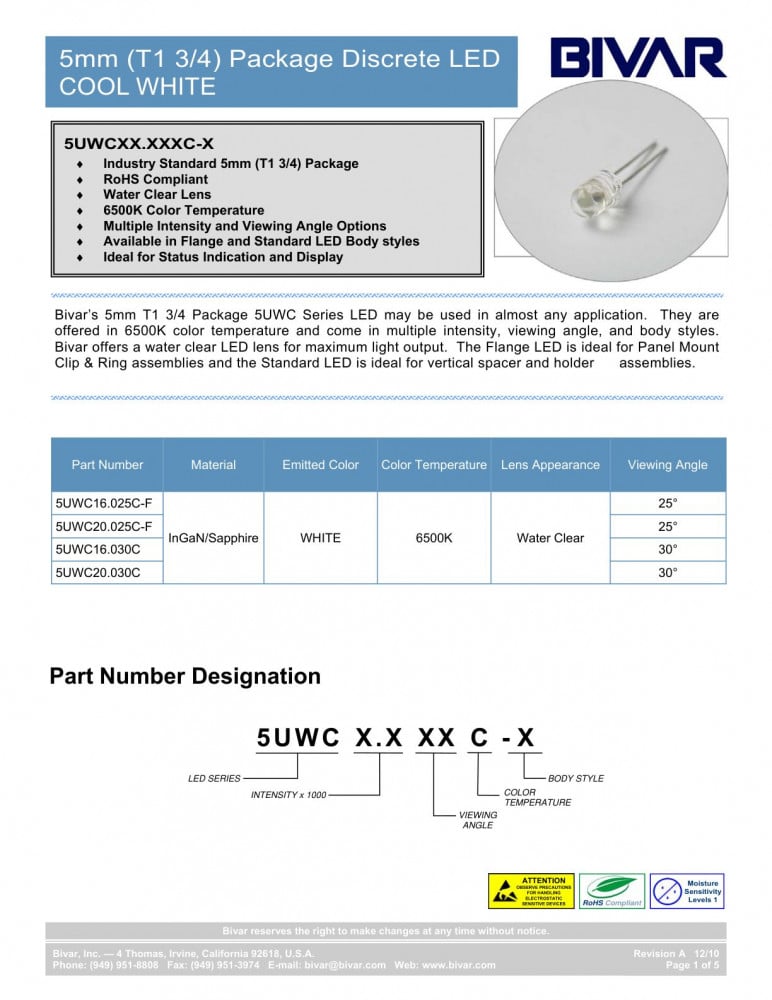 BIVAR 5UWC series datasheet page 1