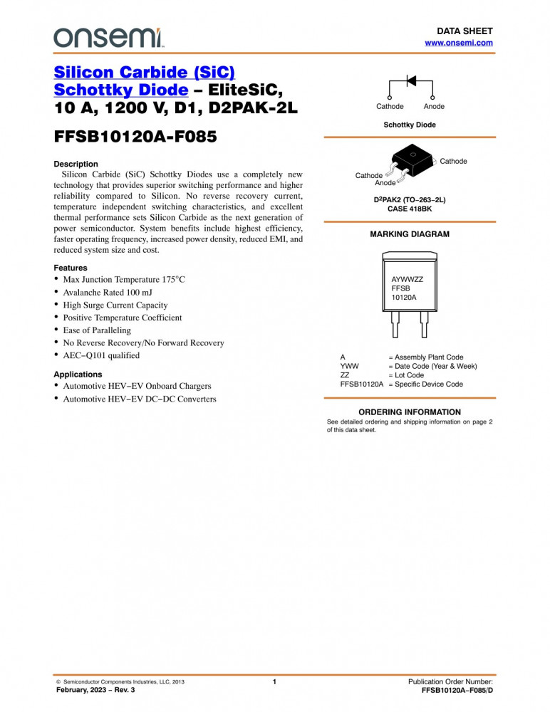 FFSB10120A-F085 technical document page 1