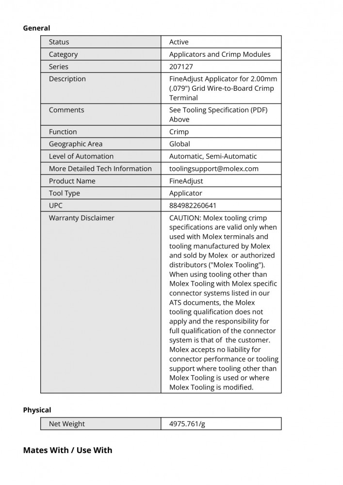 MOLEX 639020900 tooling document page 2