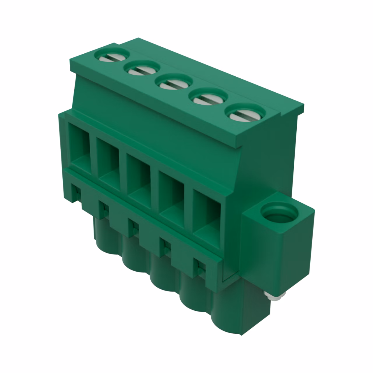 5.00mm Pitch Eurostyle Vertical Plug, with Retention Screws, Rear Wire Entry, Green Housing, Gold (Au) Plated, 5 Circuits for sale