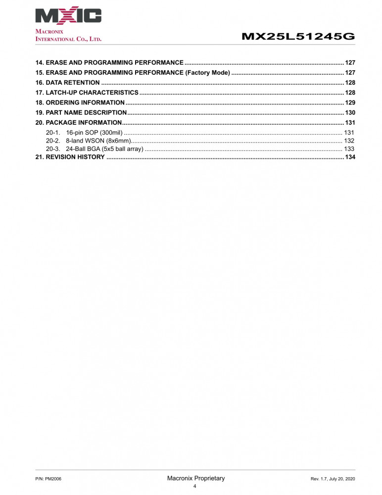 MX25L51245G datasheet page 4