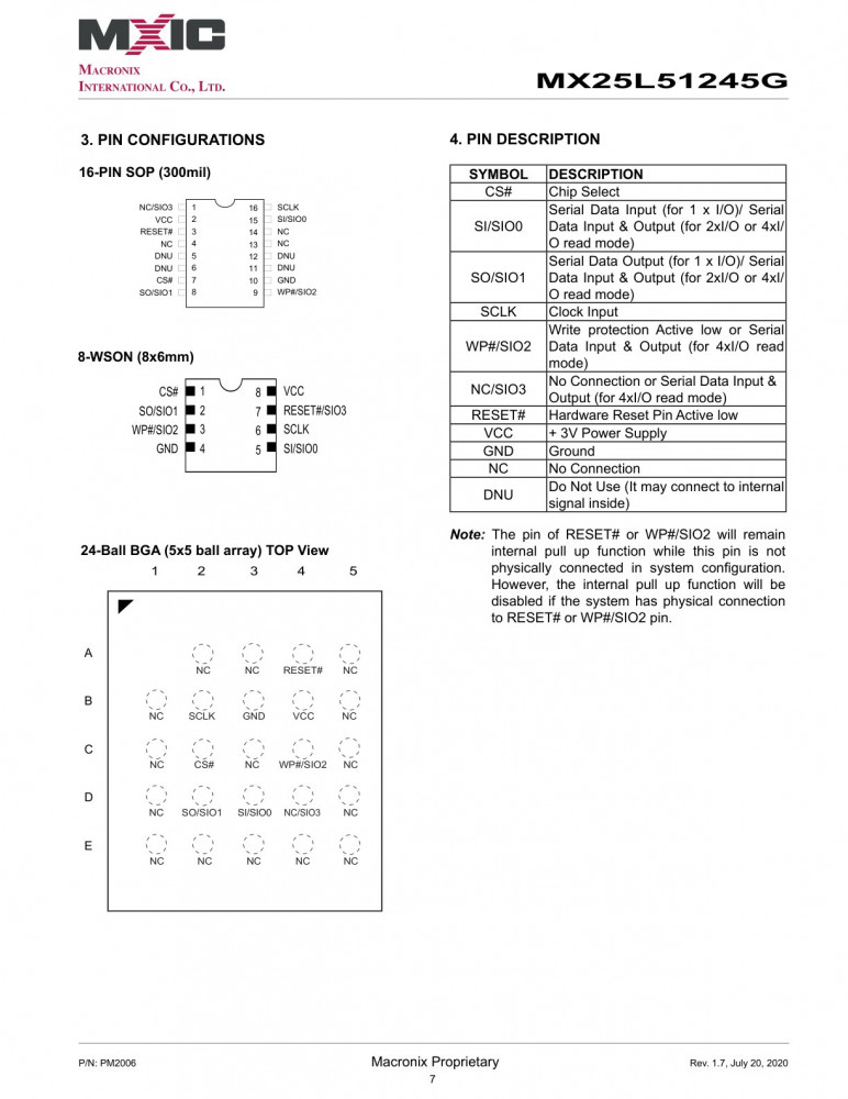MX25L51245G datasheet page 7