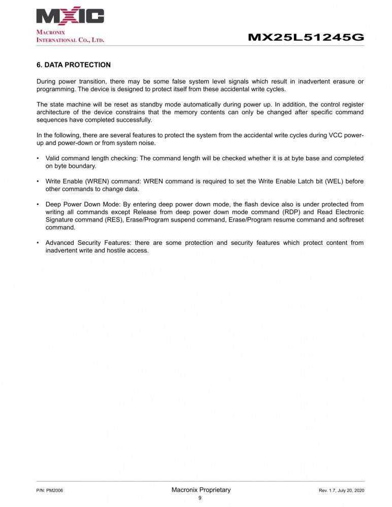 MX25L51245G datasheet page 9