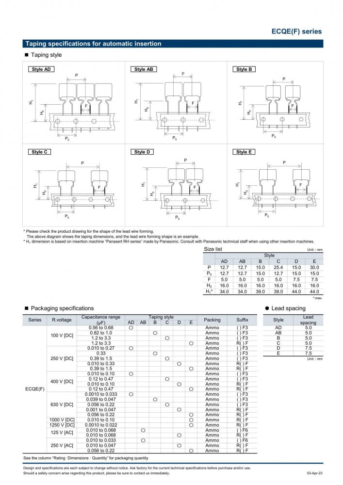 ECQE(F) datasheet page 3