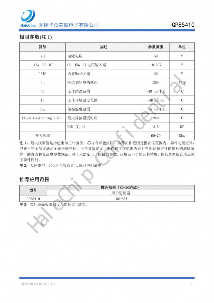 GP85410 datasheet page 3