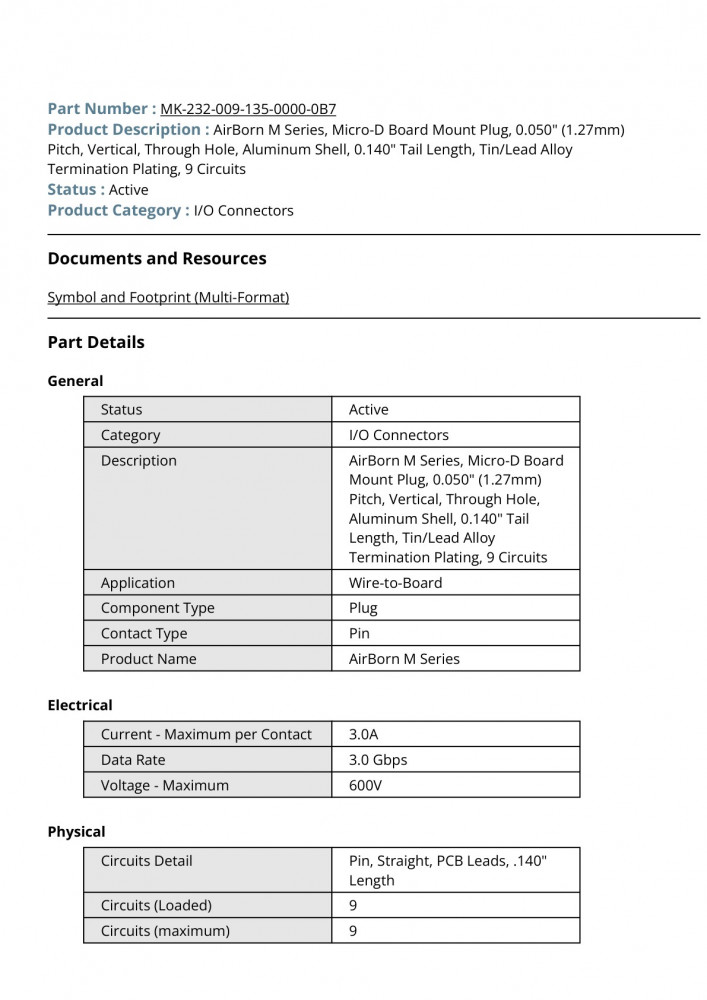 MK-232-009-135-0000-0B7 technical document page 1