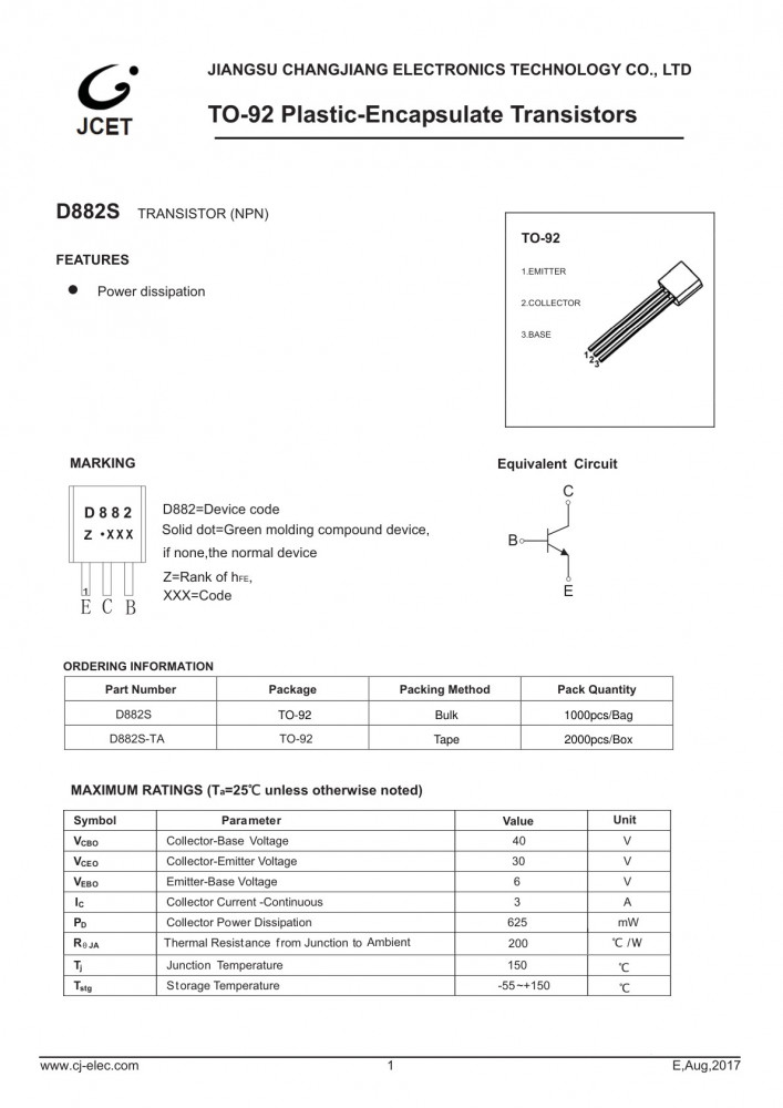 D882S datasheet page 1