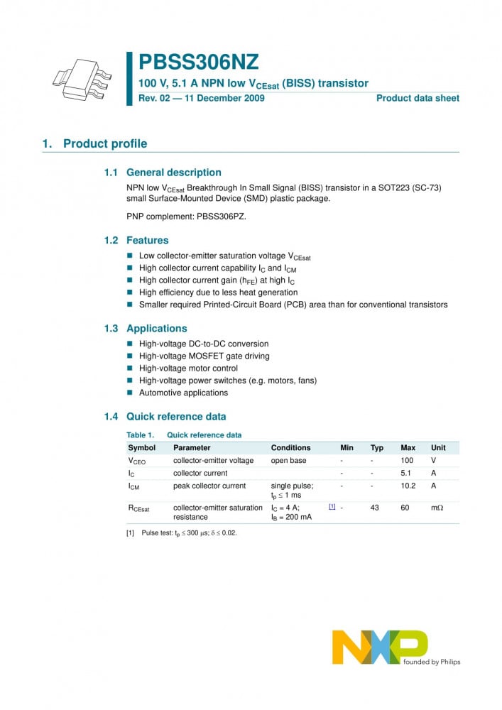 PBSS306NZ datasheet page 2
